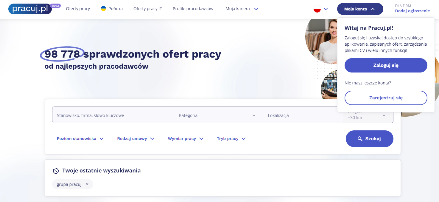 Jak się zarejestrować lub zalogować w serwisie? – Pracuj.pl - Pomoc